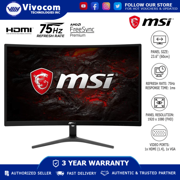 MSI OPTIX G241VC 24 Full HD Curve Gaming Monitor | Lazada PH