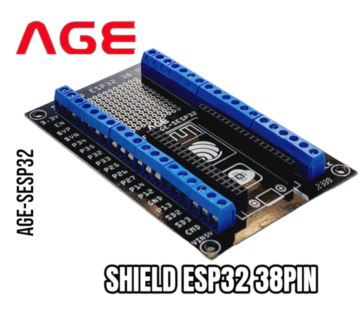 Shield ESP32 38PIN,บอร์ดขยายขา บอร์ดเสริม NodeMCU ESP32 38PIN Screw Shield แบบบัดกรี,AGE-SESP32 ...