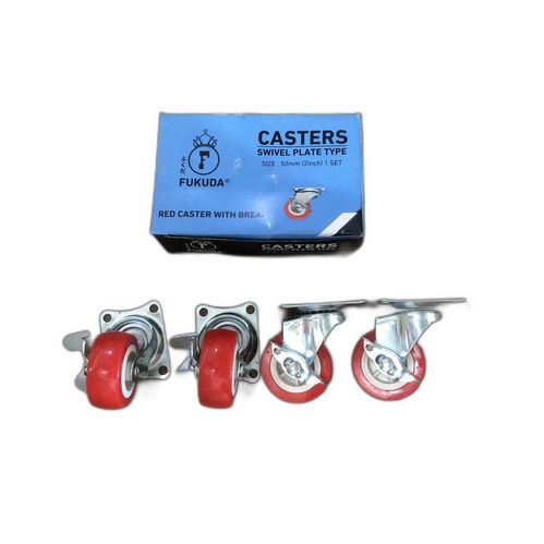 FUKUDA Roda Kastor MERAH Hidup PLUS Rem 50mm 2 Inci Roda Caster Etalase ...