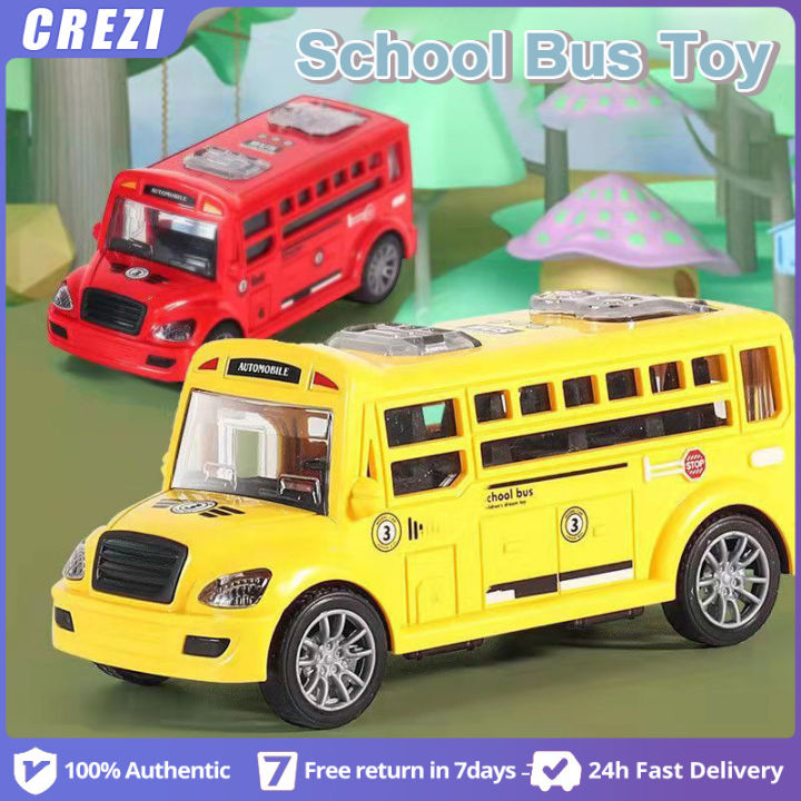 School Bus Toy，Children Boys Inertia Return Force Campus Bus Toy Car ...