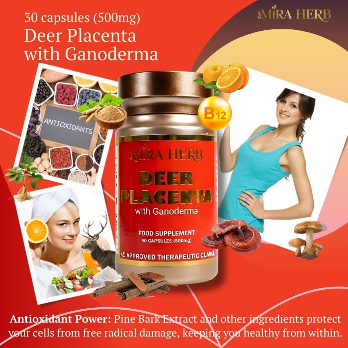 Mira Herb Deer Placenta with Ganoderma, Marine Collagen, Vitamin C ...
