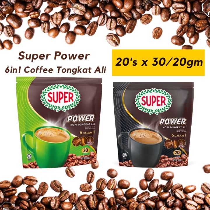 Super Power Coffee 6in1 Tongkat Ali Ginseng & Misai Kucing (30g x 20's ...