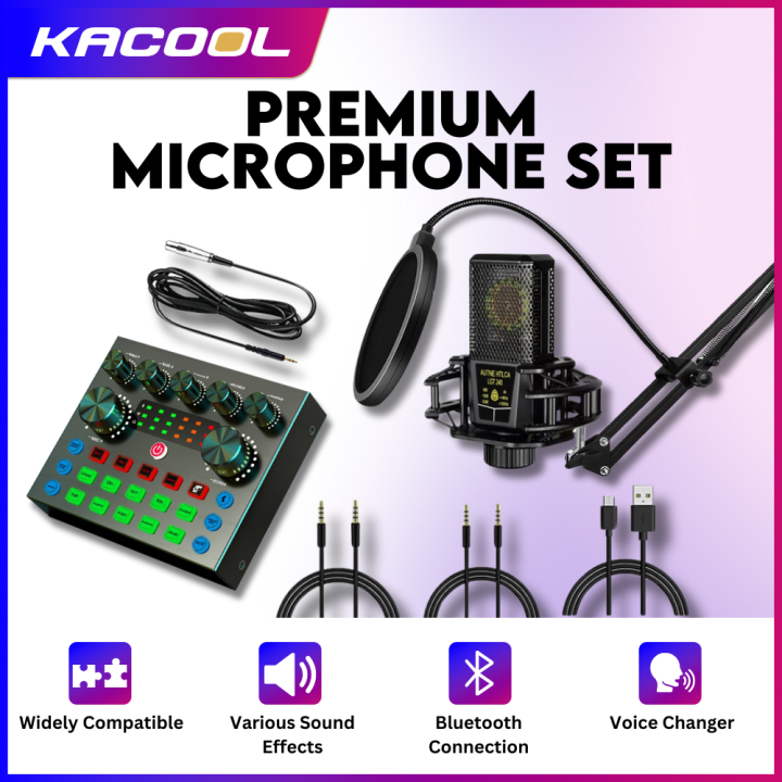 Premium suit High-Frequency Microphone with V8S sound card for ...