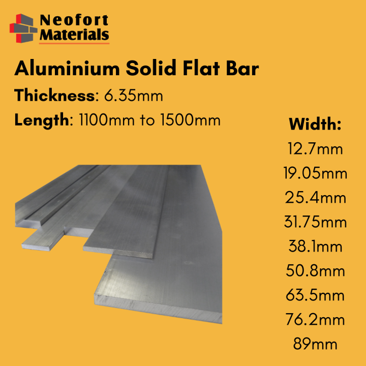 READY STOCK Aluminium Flat Bar (Thickness: 6.35mm / 0.25") 1100mm to ...