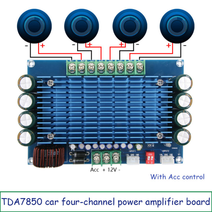 XH-M180 TDA7850 Vehicle four-channel 50W*4 power amplifier board DC 12V high power audio ...