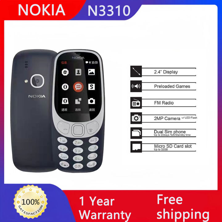 Original Brand New N3310 Keypad Phone Basic Phone Feature Phone 1200MAh Battery Dual SIM COD ...