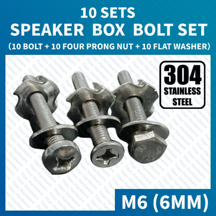 10 SETS STAINLESS Speaker Bolt Hex / Round / Flat Type T-nuts Speaker ...