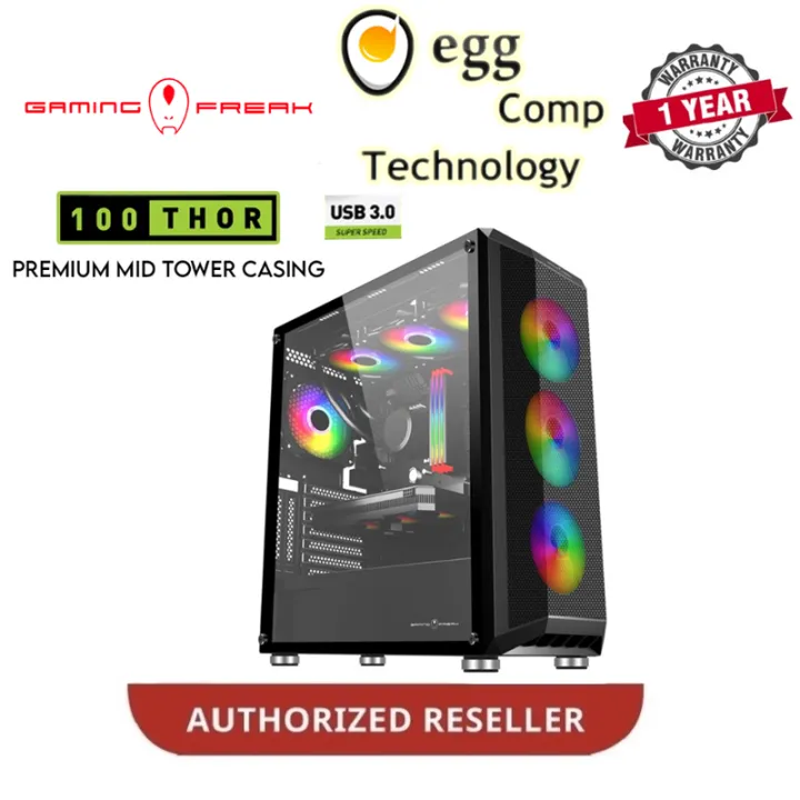 GAMING FREAK 100 THOR ATX MID TOWER CASE WITH ARGB FAN | Lazada