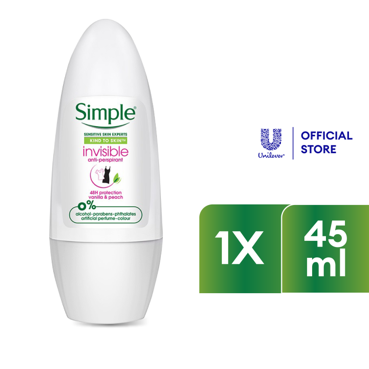 Simple Kind to Skin Roll-On Deodorant Invisble Antiperspirant 45ml ...