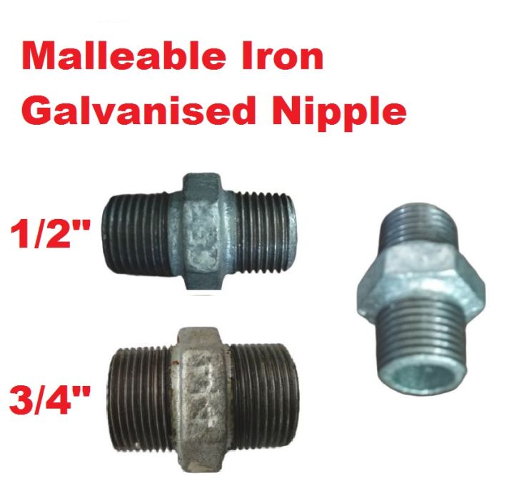 Malleable Iron Galvanised Pipe Fitting GI Nipple 1/2" 3/4" 1" | Lazada