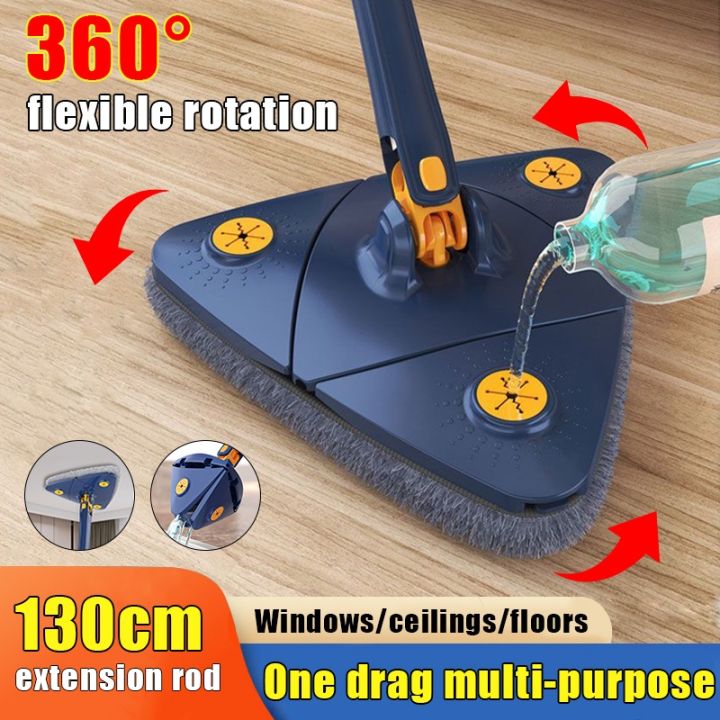 360° Rotatable Adjustable Cleaning Mop Triangle Spin Mop Self Wash ...