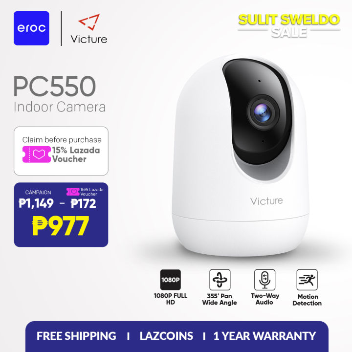 Victure PC550 PanTilt 360deg 1080P Night Vision Indoor Home Security ...