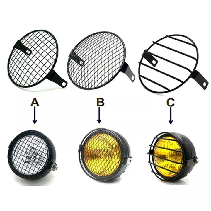 Universal 7 Inch Motorcycle Vintage Headlight Protector Retro Grill ...