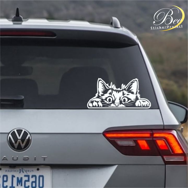 BEE. Cutting Sticker Kucing Ngintip 35cm Lucu Stiker Kaca Mobil Cat ...