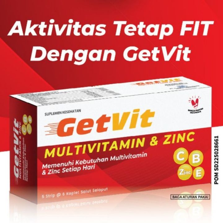 Perbox GETVIT MULTIVITAMIN & Zinc isi 30 tablet Original 5 strip | Lazada Indonesia