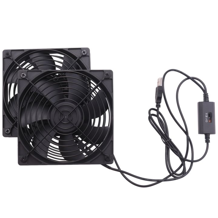 Dual 120mm 5V USB Powered PC Router Fans with Speed Controller High ...