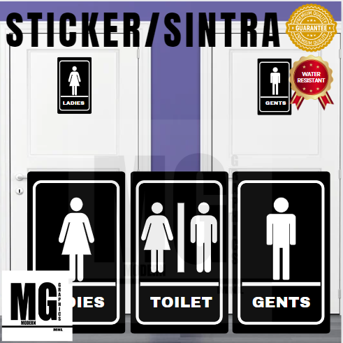 Modern Graphics Toilet Restroom Sign Sticker Sintra Board l Waterproof ...