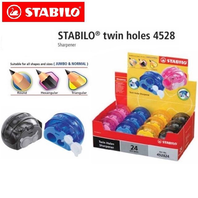 Stabilo 4528 Twin Holes Sharpener / Exam Grade Sharpener / Pengasah ...