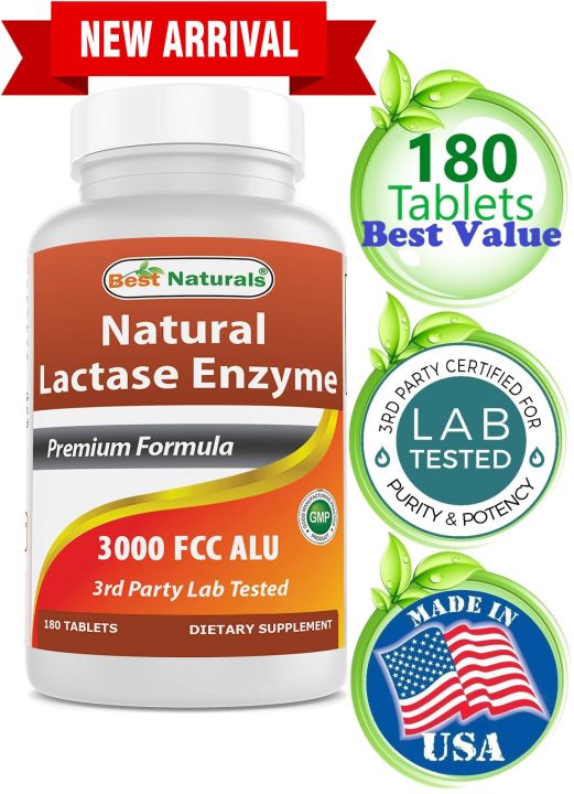 Fast Acting Lactase (Lactaid) 180 Tablets for Lactose Intolerance ...