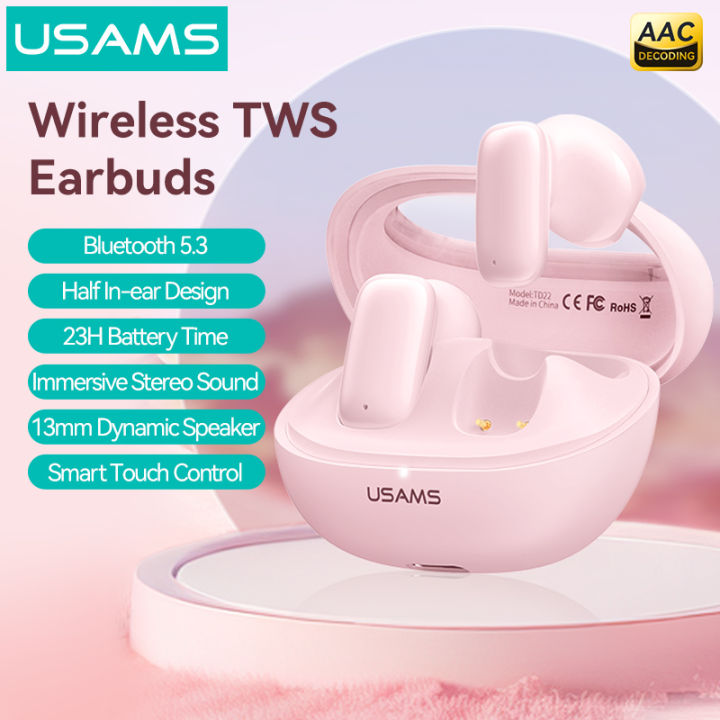 USAMS TWS Wireless Earbuds Bluetooth 5.3 earphone 3D High definition ...