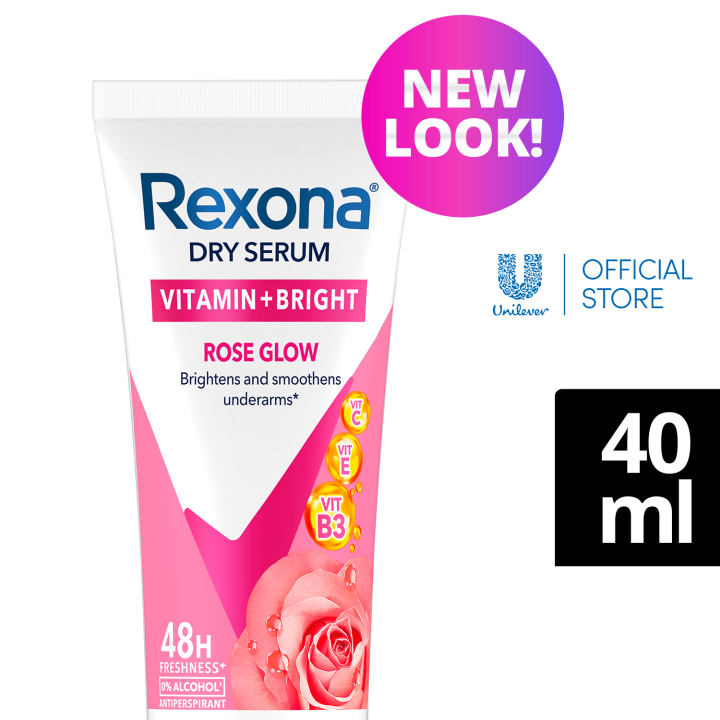 Rexona Vitamin + Bright Dry Serum Deodorant Rose Glow 40ml | Lazada PH