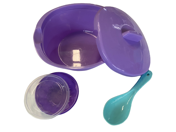 3 Set Bowl Tupperware with Rice Paddle Spoon and Small Container with ...
