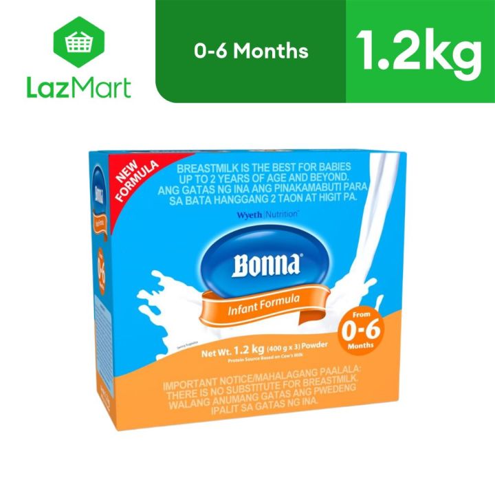 Wyeth® BONNA® Stage 1 Infant Formula for 0 to 6 months, Sachet in Box ...
