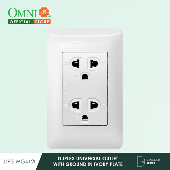 OMNI Duplex Universal Outlet with Ground in Ivory Plate - DP3-WG412 ...