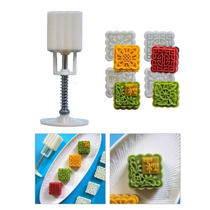 Plastic Mooncakes Molds Square Pastrys Stamps Flower Shape Mooncakes ...
