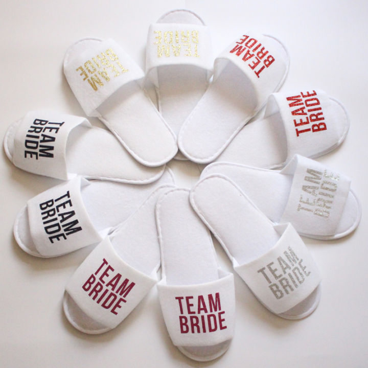 1 Pair Bride/Team Bride Disposable Soft Slippers Wedding Decoration ...