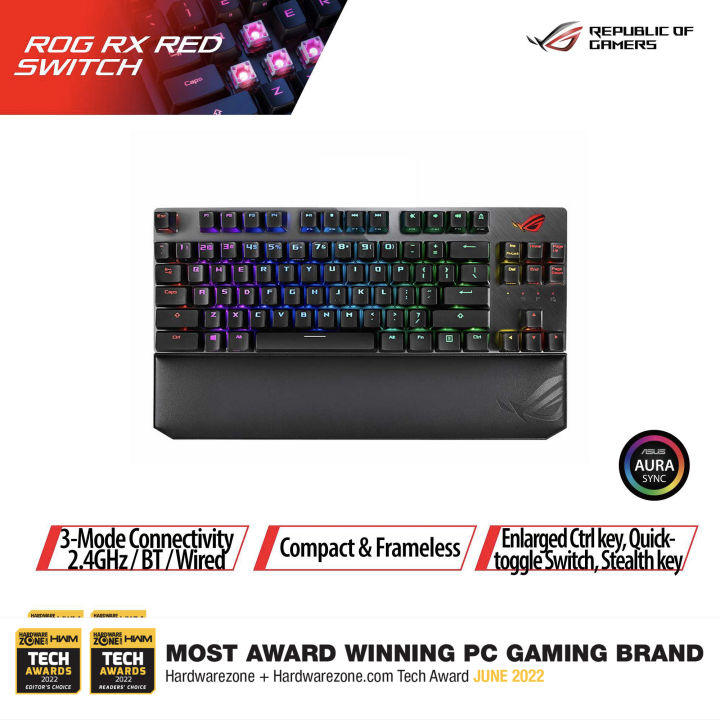 Asus ROG Strix Scope RX TKL Wireless Deluxe, 80% Gaming Keyboard, Tri ...