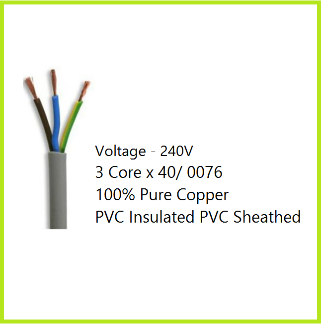 3 Core x 70/0076 x40/0076 PVC Flexible Cable Wire - 5meters 10 meters ...