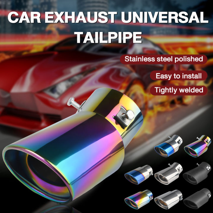 Universal Car Exhaust Muffler Tip Round Stainless Steel Chrome Tail ...