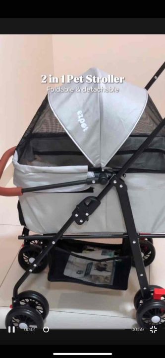 EZPET Troli Haiwan 2-dalam-1 Boleh Tanggal & Lipat Stroller Kucing ...