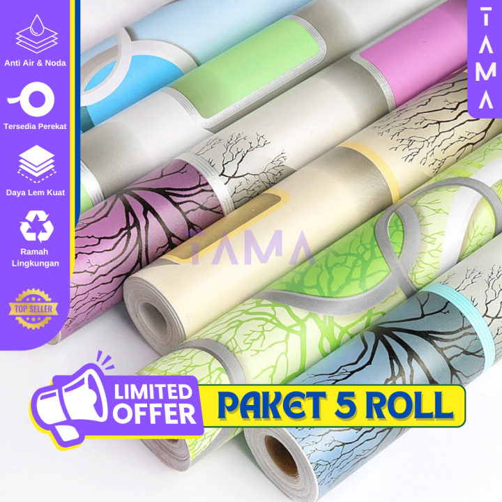 PROMO 5 ROLL - Wallpaper Stiker Dinding Motif dan Karakter 45CM X 1METER / PVC / TAMA | Lazada ...