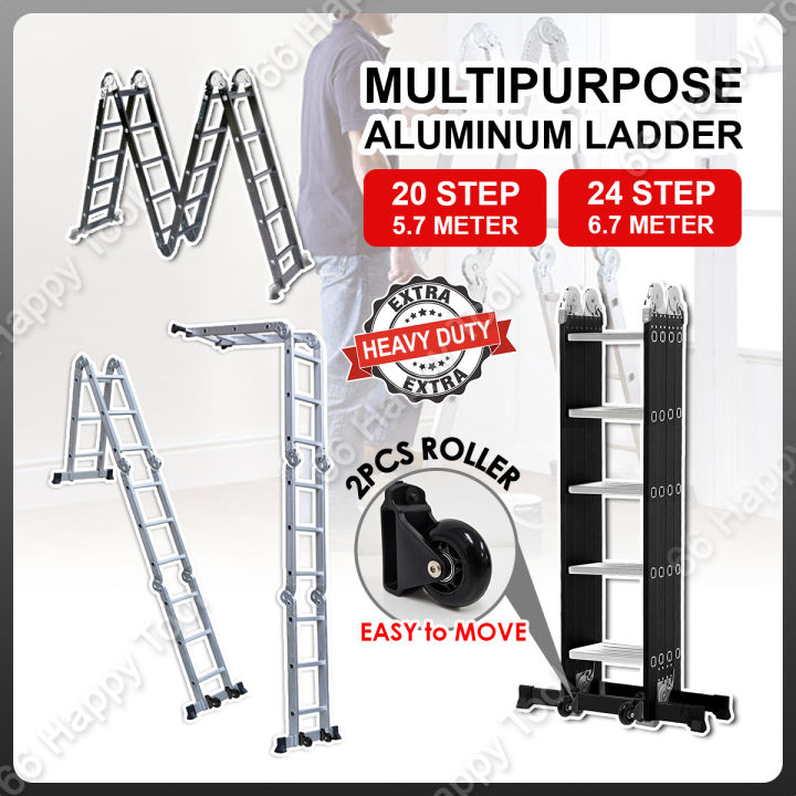 Multipurpose Aluminium Ladder 20 / 24 Steps Heavy Duty Multi Purpose ...