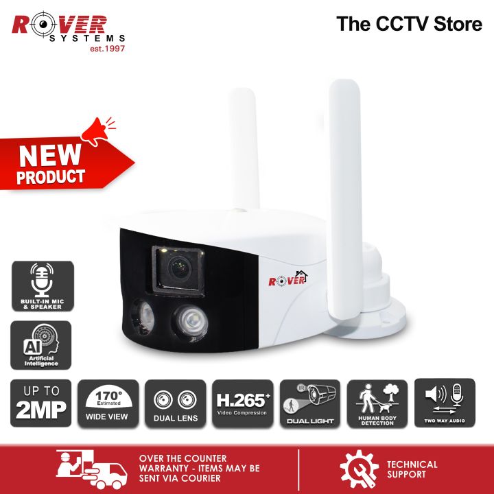 Rover Systems 2'1080P 2MP Dual Lens 170° Wide View Angle Smart WiFi IP ...