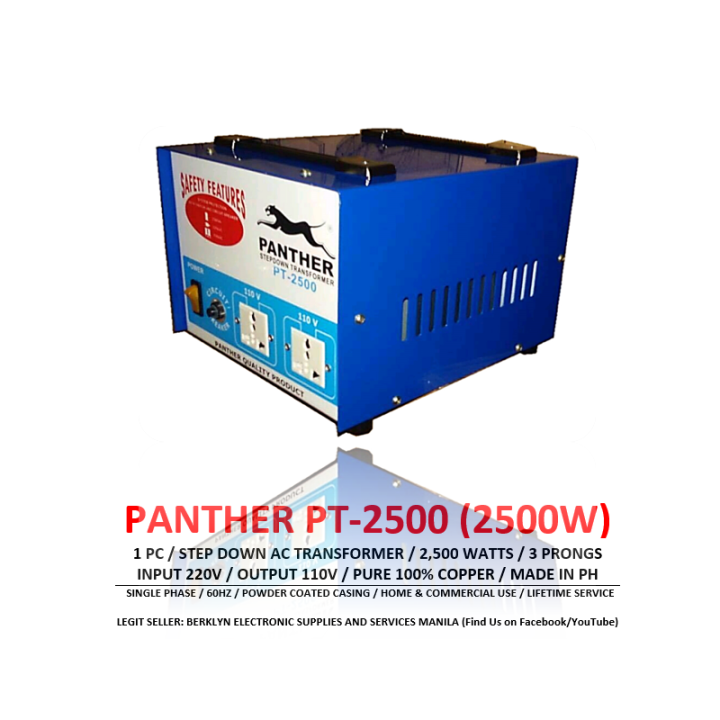 Panther PT-2500 / Step Down AC Transformer / Box Type / 2,500 Watts / 110V / Single Phase / 99% ...