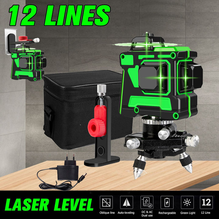 Laser Level 12 Lines 3D Green Laser Level Self-Leveling 360 Degrees ... Laser Level 12 Lines 3D Green Laser Level Self-Leveling 360 Degrees ...