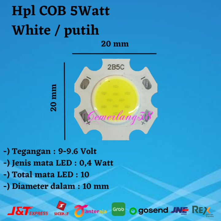 HPL 5W COB Putih Kecil / High Power LED White 10-20mm 5 Watt Chips On ...