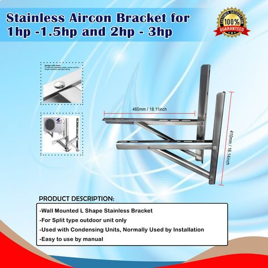 STAINLESS AIRCON BRACKET L SHAPED FOR 1-1.5 HP AND 2HP - 3HP | Lazada PH