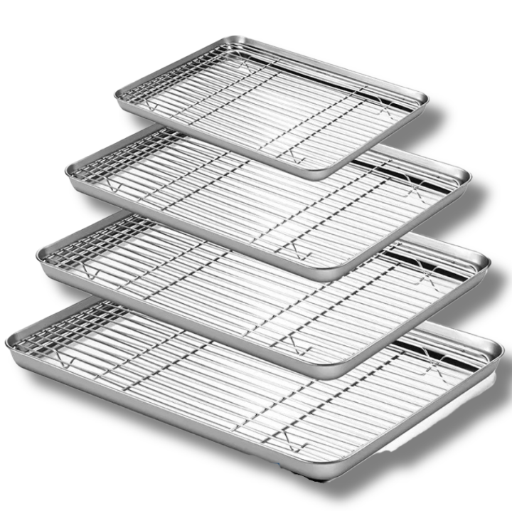 Shallow Deepened Stainless Steel Baking Tray Set Non stick Chips Shallow Deepened Stainless Steel Baking Tray Set Non stick Chips