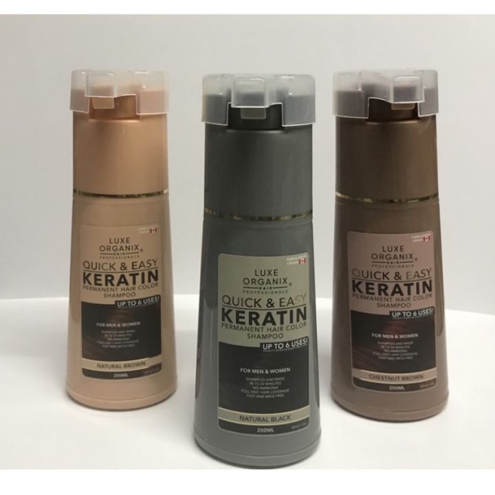 LUXE ORGANIX Quick & Easy Keratin Permanent Hair Color Shampoo 200ml ...