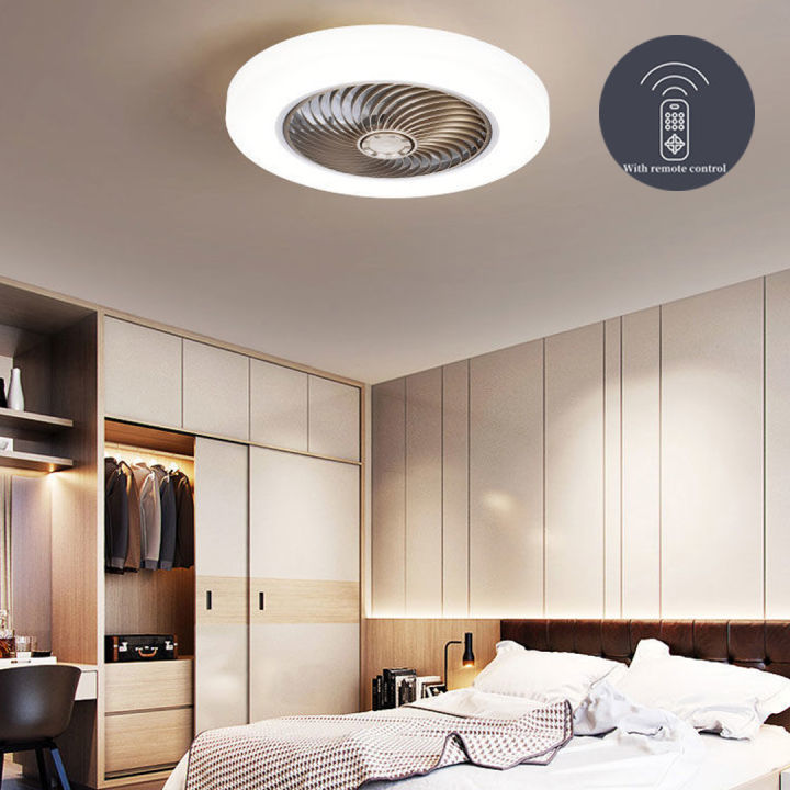Silent LED Ceiling Fan Light With Remote Control E27 3 Gears Adjustable ...