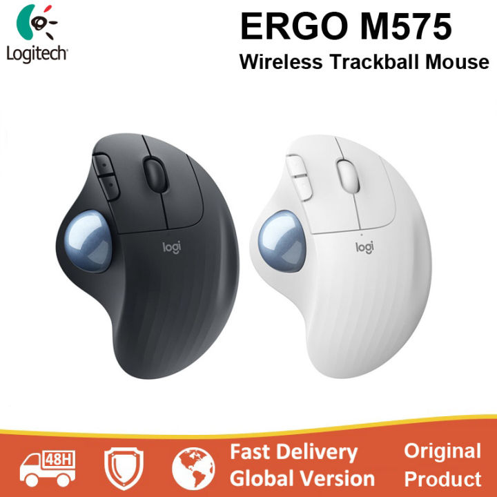 Logitech ERGO M575 Wireless Trackball Ergonomic Mouse 5 Buttons Wireless 2.4 GHz Mice for Office ...