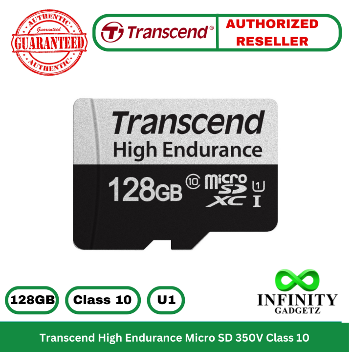 128GB Transcend High Endurance Micro SD 350V Class 10 for CCTV and ...