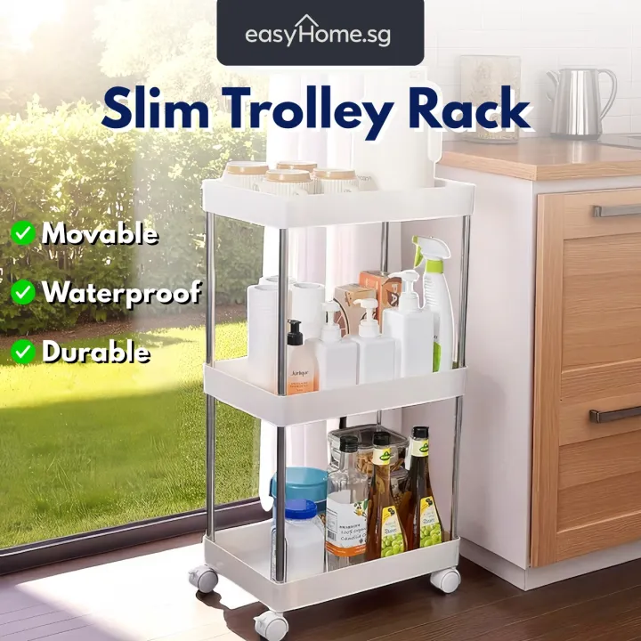 Easyhome.sg TAKA Movable Slim Trolley Rack | Slim Storage Shelf with ...