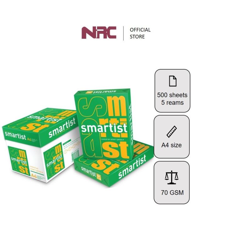 SMARTIST Kertas A4 500 Sheets | 70 Gsm - 5 Reams (1Carton) | Lazada