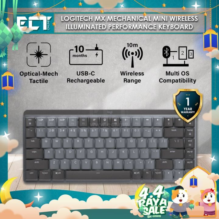 Logitech MX Mechanical Mini Wireless Illuminated Performance Keyboard ...