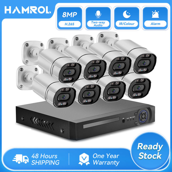 Super Discount Hamrol 8CH 4K 8MP H.265 POE Security Camera System Two Way Audio P2P Video ...